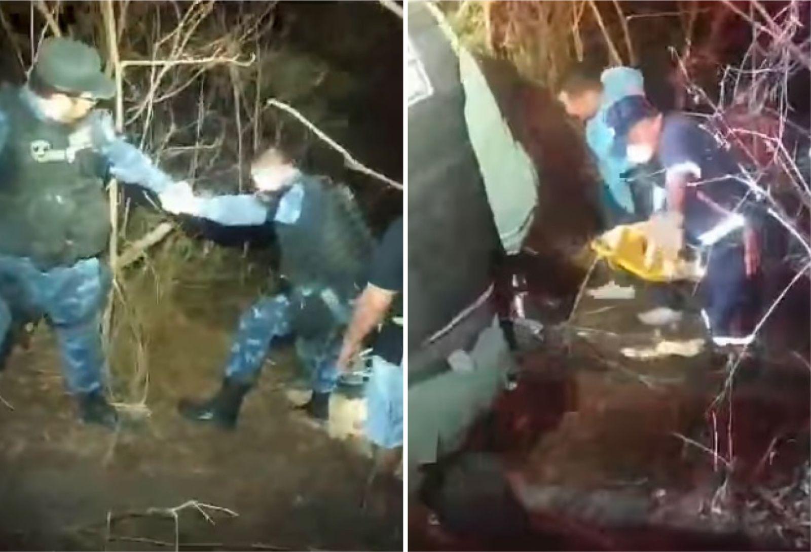 Agentes de segurança fazem 'corda humana' para resgatar motociclista ...