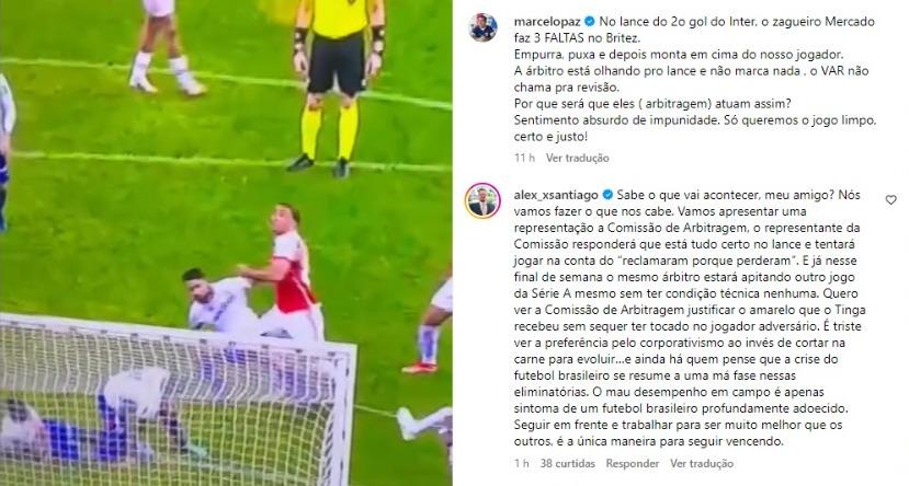 Alex Santiago e Marcelo Paz disparam contra falta não marcada em Brítez ...