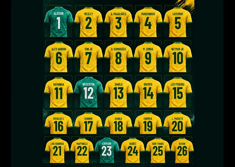 CBF define números de jogadores da seleção na Copa; Neymar será o 10 ...