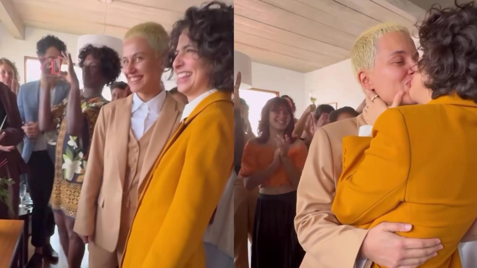 Júlia Anquier, filha de Débora Bloch, se casa com a cantora Maria Beraldo; veja vídeo - Zoeira ...